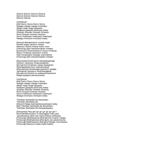 Sorry sorry Lyric _ Super Junior | DOCX