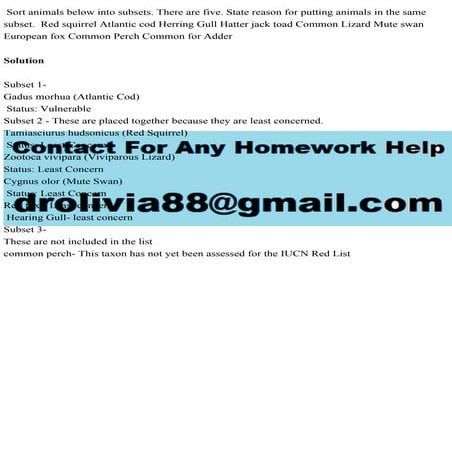 Sort animals below into subsets. There are five. State reason for put.pdf