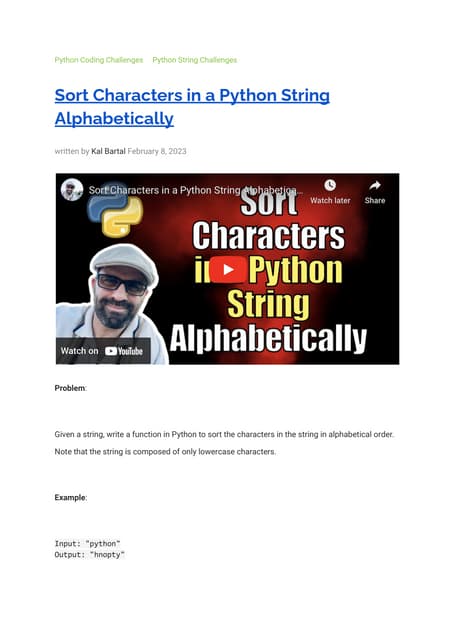 Sort Characters in a Python String Alphabetically | PDF Sort Characters in a Python String Alphabetically | PDF
