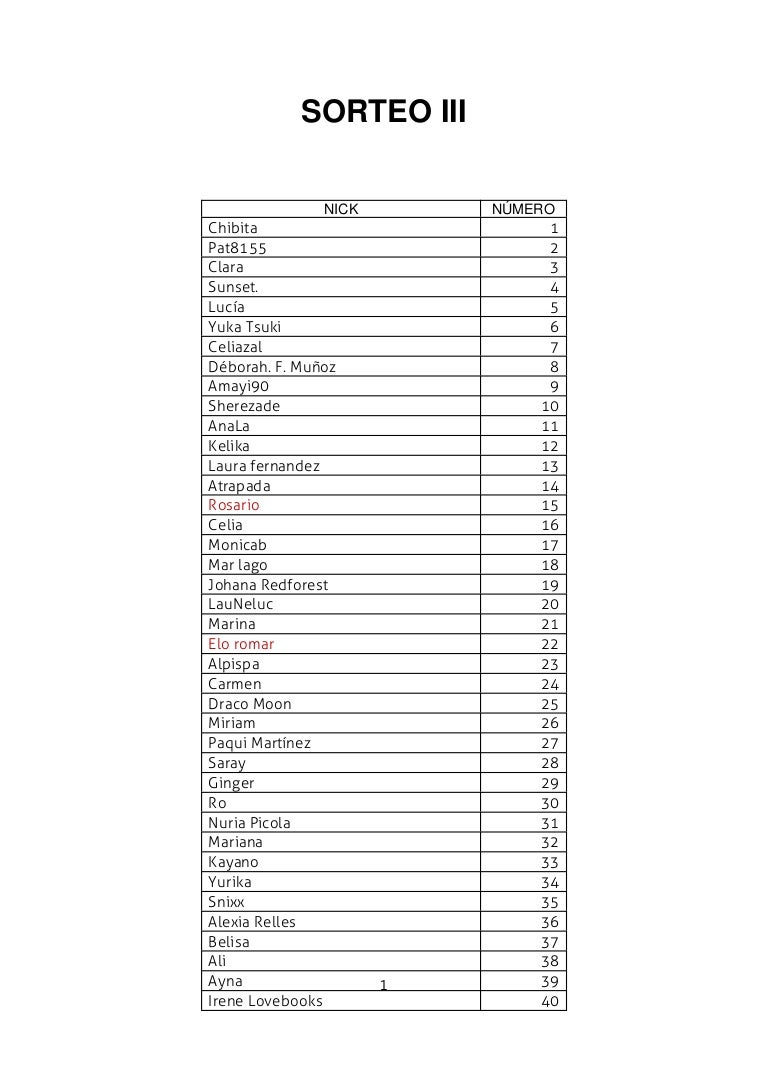 Sorteo iii lista participante