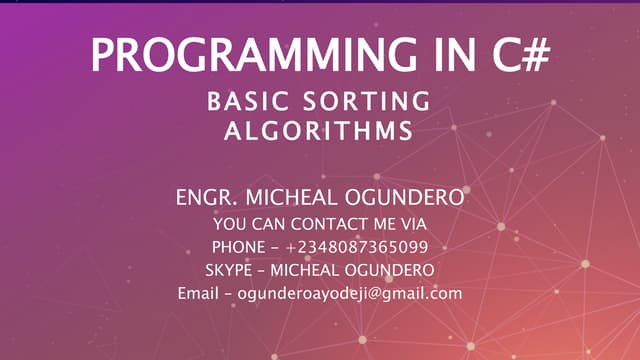 Basic Sorting Algorithms Csharp Ppt 3017