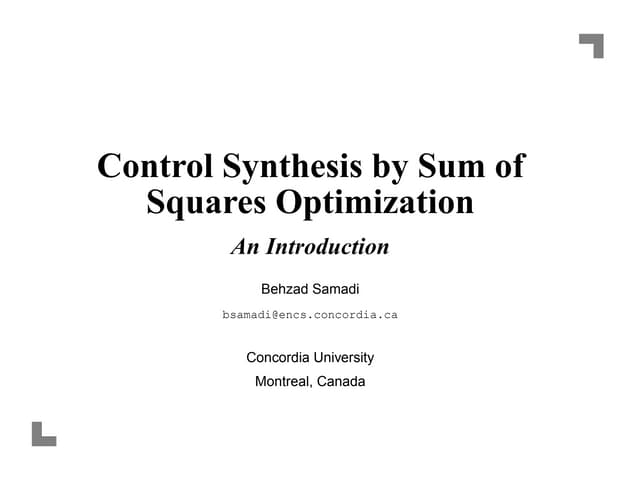 Control Synthesis By Sum Of Squares Optimization Ppt