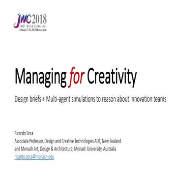 Sosa: Managing for creativity JAIST 2018 | PPTX