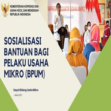 SOSIALISASI BANTUAN BAGI PELAKU USAHA MIKRO (BPUM) | PDF