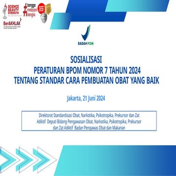 Sosialisasi CPOB (Cara Pembuatan Obat yang Baik)2024 | PPTX