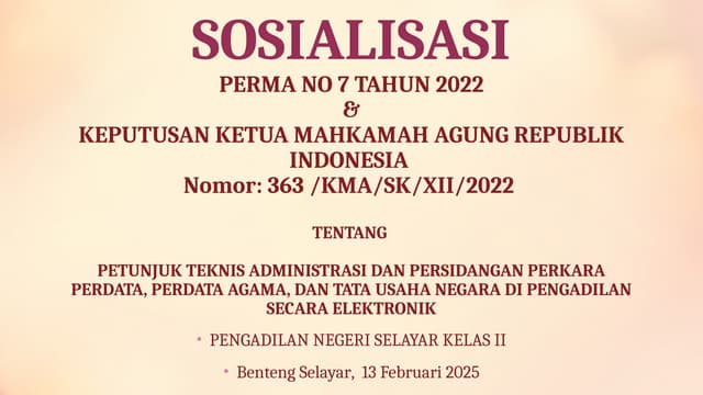 SOSIALISASI Mahkamah Agung tentang SEMA Nomor 1 Tahun 2023 tanggal 5 ...
