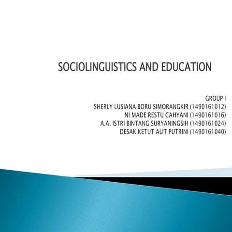 Sosiolinguistics and education | PPT