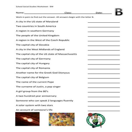 Social Studies Alpha Worksheet B | PDF