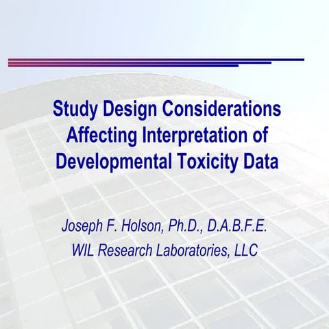 Study Design Considerations Affecting Interpretation of Developmental ...
