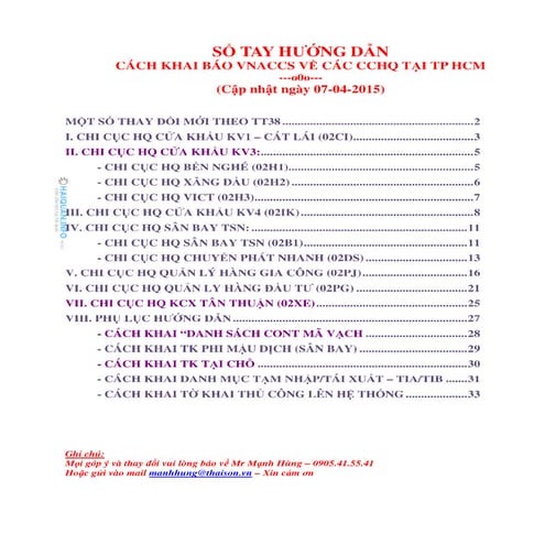 So tay huong dan vnaccs cac cang_tp hcm_09_04_2015_v1 | PDF