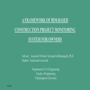 A Framework Of Bim Based Construction Project Monitoring System For