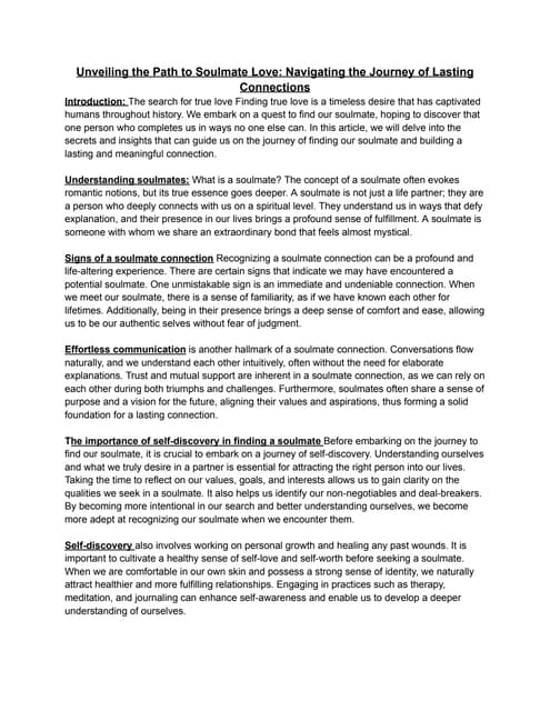 Ten rules for finding love and creating long lasting authentic relationships | PPTX