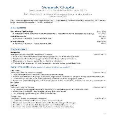 Contoh CV Dalam bahasa inggris untuk bagian Web Developer | PDF