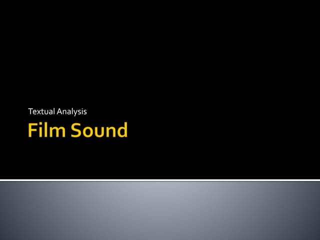 Film Studie - Sound | PPTX