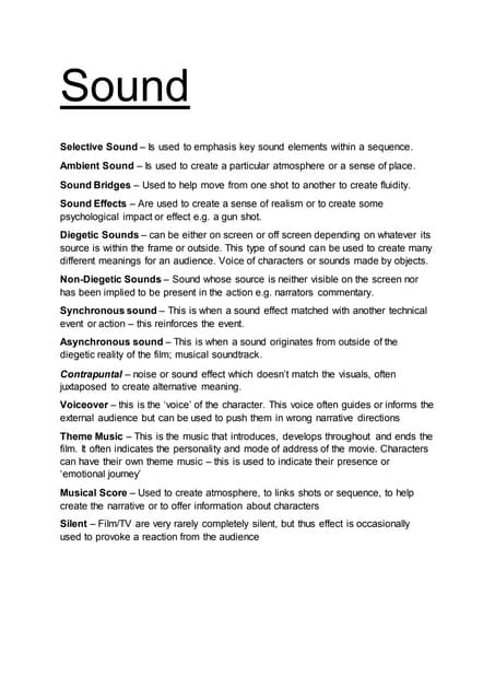 Film Sound Techniques | PPTX | Soundtracks, TV and Showtunes | Music