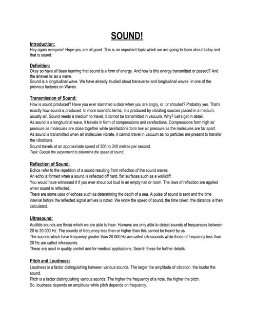 SOUNDS in solids, liquids and gases | PPT