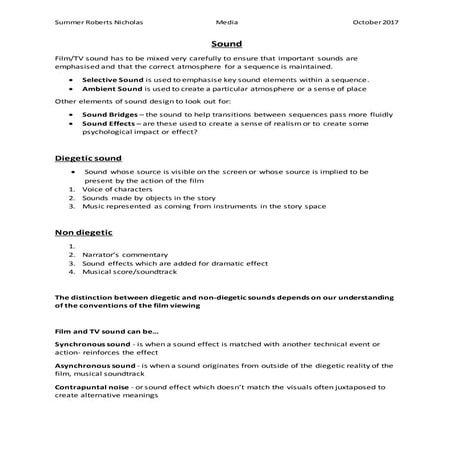 Sound | DOCX | Soundtracks, TV and Showtunes | Music