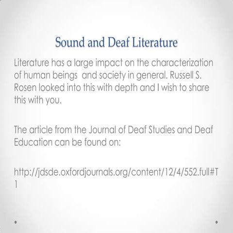 Sound and deaf literature | PPTX