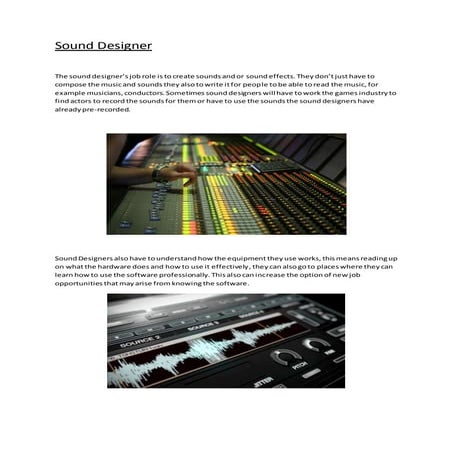 Sound designer | DOCX | Audio Production | Content Production