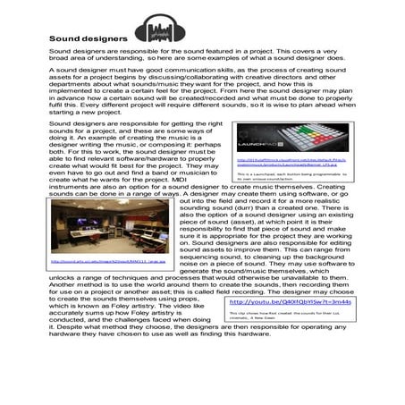 Sound Designers - Role and Responsibilities | DOCX | Audio Production ...