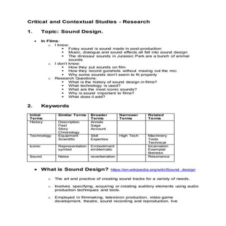 Sound design essay research (1) | PDF