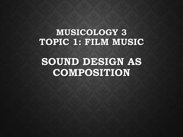 Film Sound Techniques | PPTX