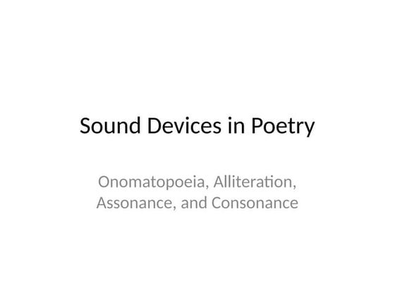 Sound Devices in Literature (Figures of Sounds) | PPTX