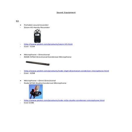 Sound recording equipment | DOCX