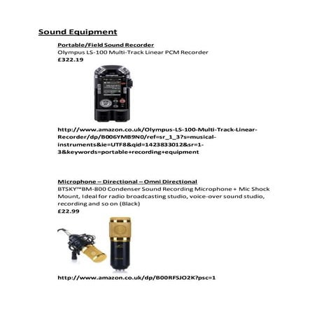 Sound equipment list | DOCX