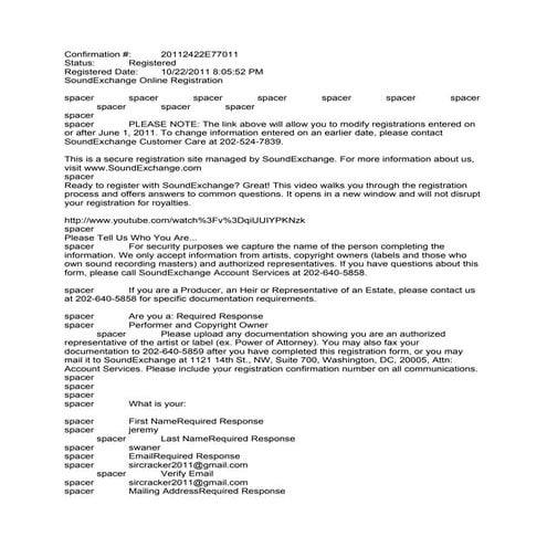 Sound exchange online registration.txt