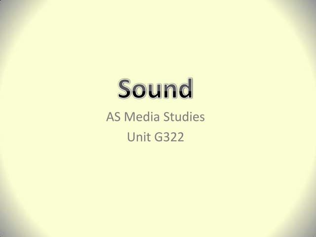 Film Studie - Sound | PPTX