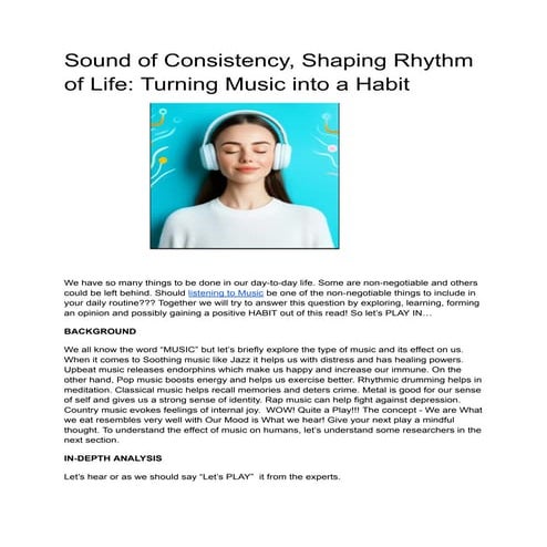 Sound of Consistency, Shaping Rhythm of Life_ Turning Music into a ...