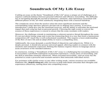 Soundtrack Of My Life Essay. The College of New Jersey | PDF ...