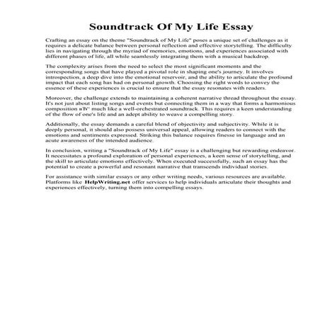 Soundtrack Of My Life Essay | PDF