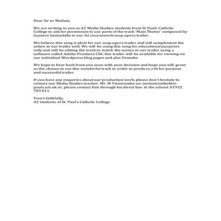 Soundtrack Permission Letter | PDF