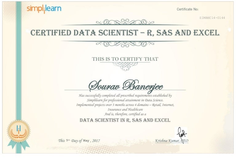 Certified Data Scientist with SAS and Excel