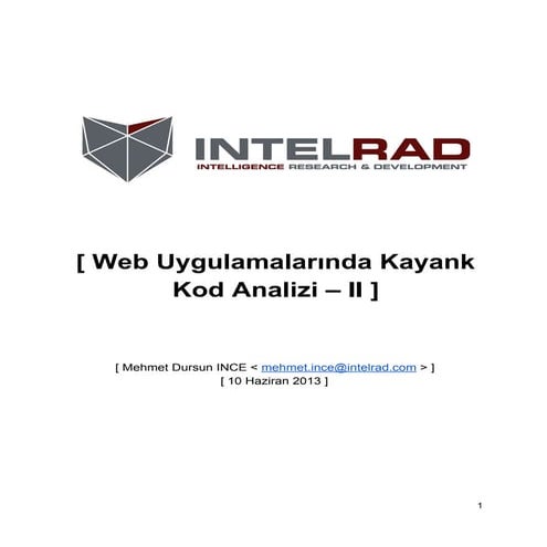 Web Uygulamalarında Kayank Kod Analizi – II | PDF