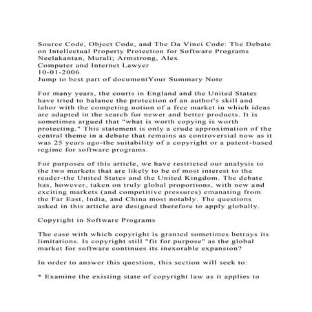Source Code Object Code And The Da Vinci Code The Debate On Intdocx 6801