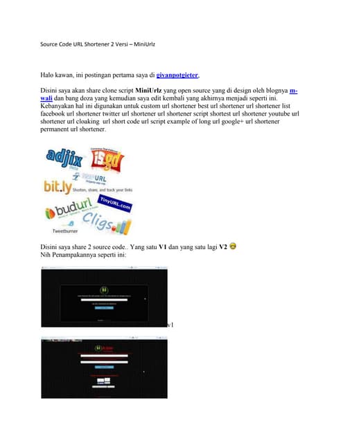 Source code url shortener 2 versi | DOCX Source code url shortener 2 versi | DOCX
