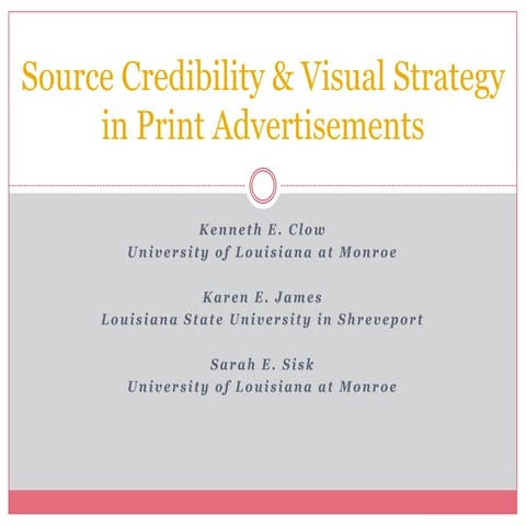 Source Credibility And Visual Strategy In Print Advertisements | PPT
