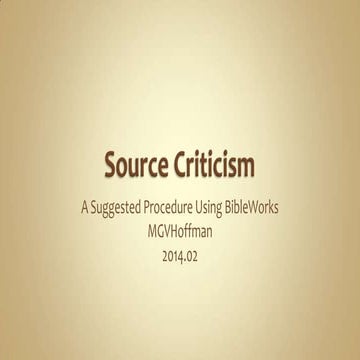 Source criticism.procedure | PPT