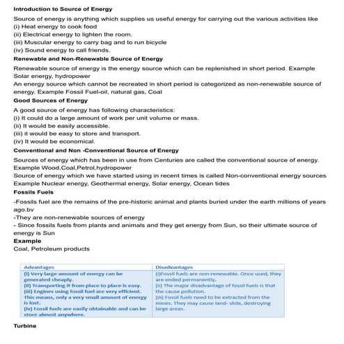 Source of energy class 10 physics notes | PDF