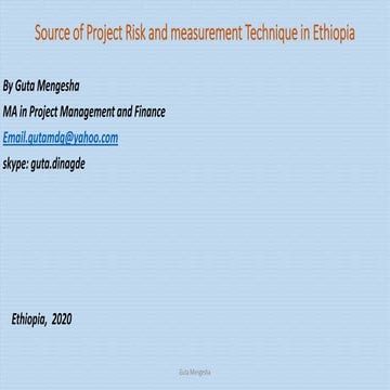 Source of project risk and measurement technique ethiopia | PPT