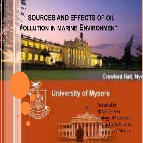 Sources and effects of oil pollution in marine environment | PPTX