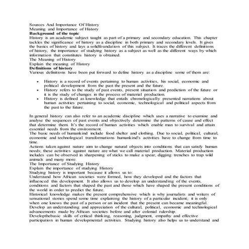 Sources and importance of history | DOCX