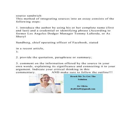 Source Sandwichthis Method Of Integrating Sources Into An Essay Cdocx