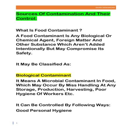 Sources Of Contamination And Their Control | PDF