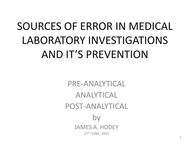 Pre analytical errors | PPT