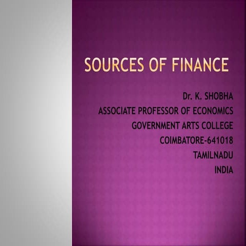Sources of Finance | PPT