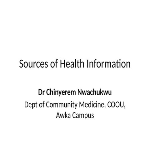 Sources of Health Information in our society | PPTX